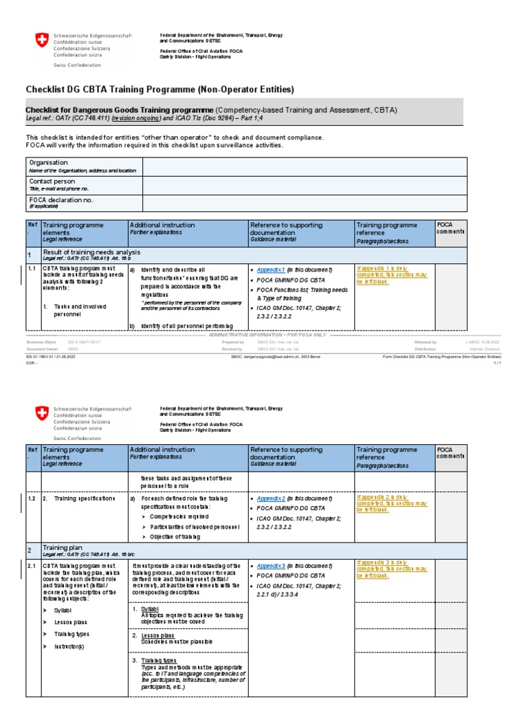 Compliance Checklist DG CBTA Training Programme (Non-Operator Entities) | PDF | Cargo ...