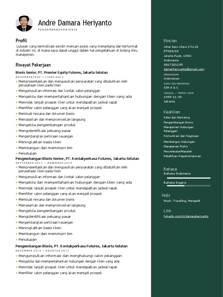 Bahasa Indonesia - Andre Damara Heriyanto - Business Development | PDF | Bisnis