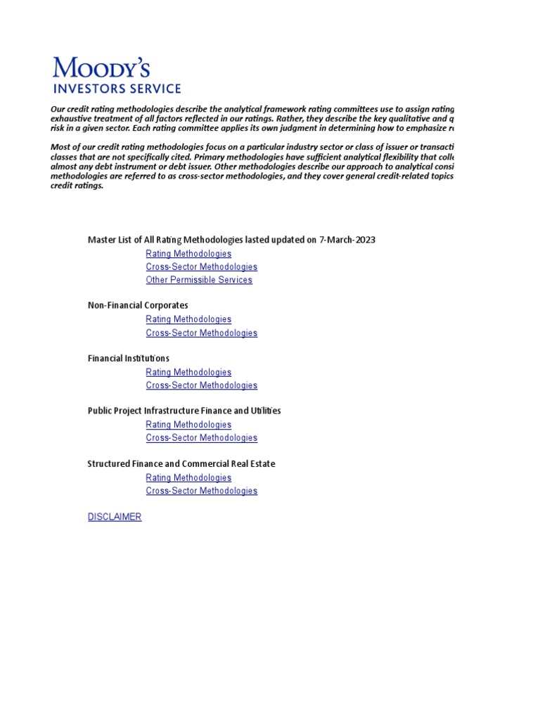 Rating Methodologies - List-of-Rating-Methodologies - 07mar23 | PDF | Asset Backed Security ...