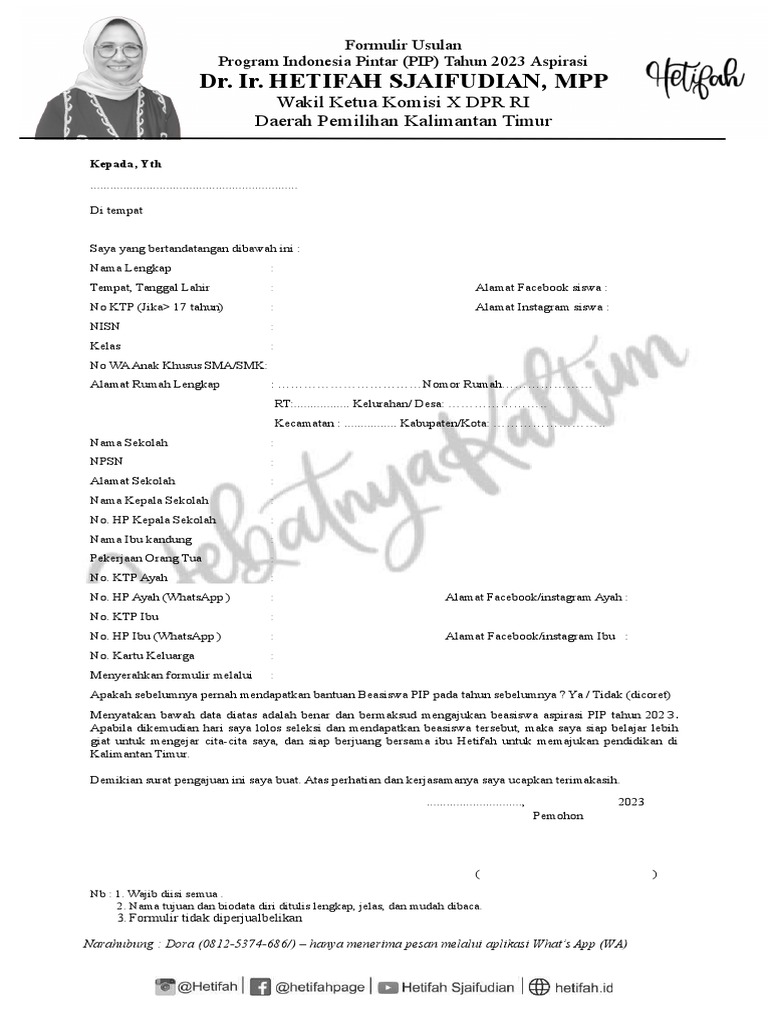 Panduan Pengisian Formulir PIP 2023 | PDF