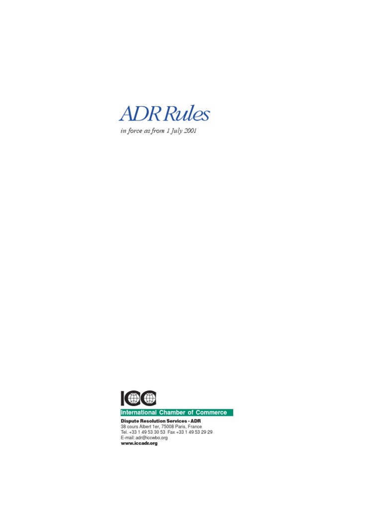 ADR Rules: in Force As From 1 July 2001 | PDF | Alternative Dispute ...