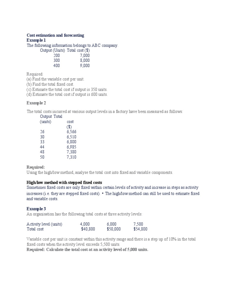Cost Estimation | PDF | Cost | Business