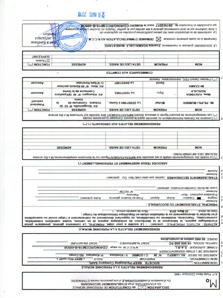 RCCM BEEP PCo. Sarl PDF | PDF