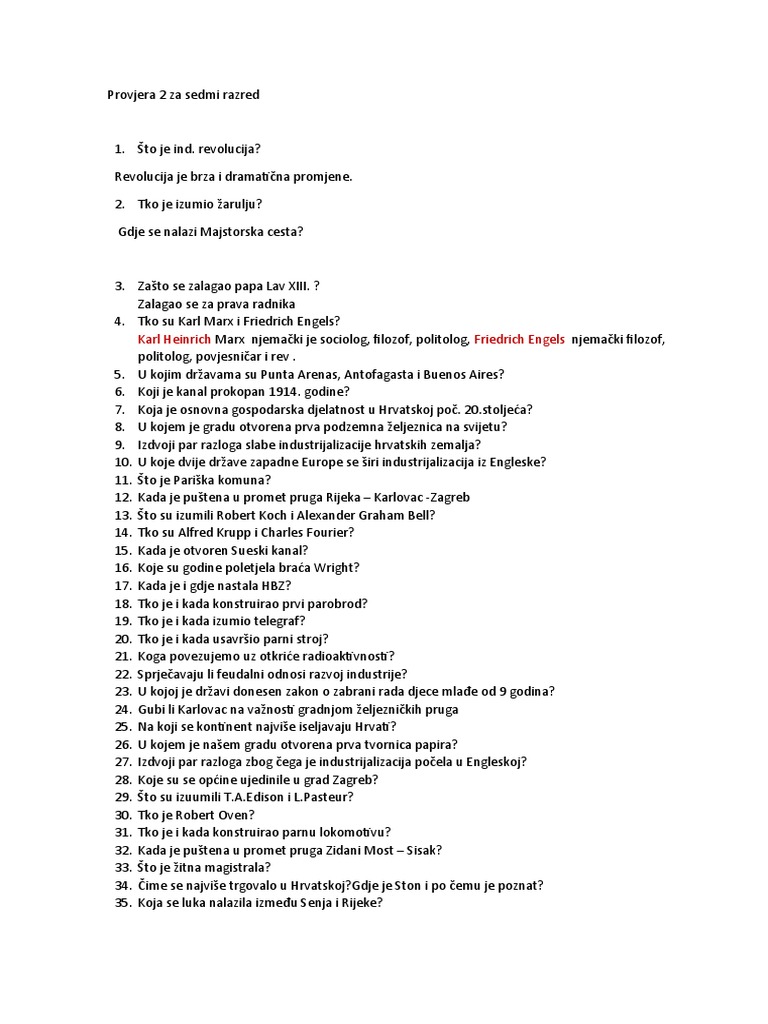 Provjera 2 Za Sedmi Razred | PDF