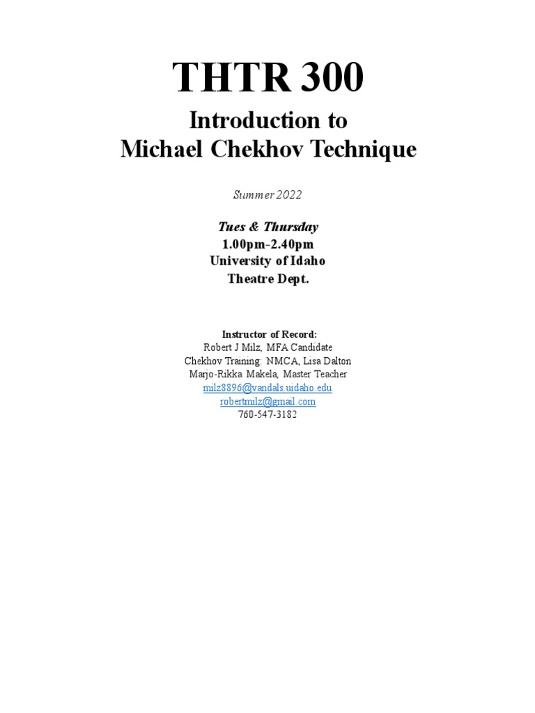 Michael Chekhov Acting Technique Course | PDF | Senses | Psychology