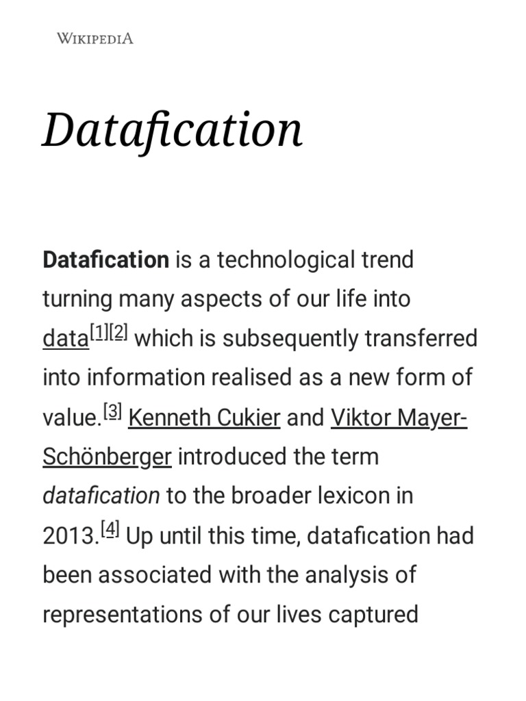 Datafication Wikipedia Pdf Pdf Information Science Computing