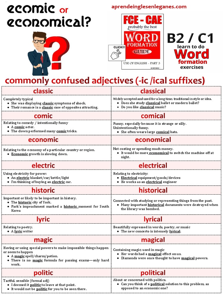 Commonly Confused Adjectives (Ic-Ical) | PDF