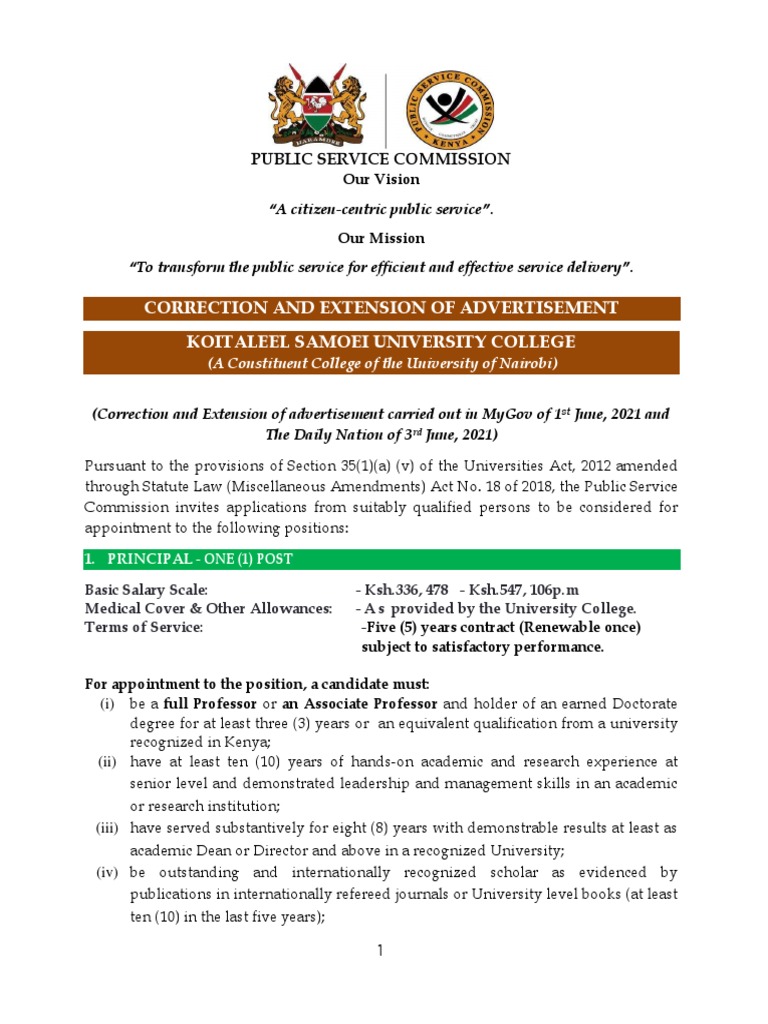 Final Re - Advert Koitaleel University College - 22 .6.20211 PDF | PDF ...