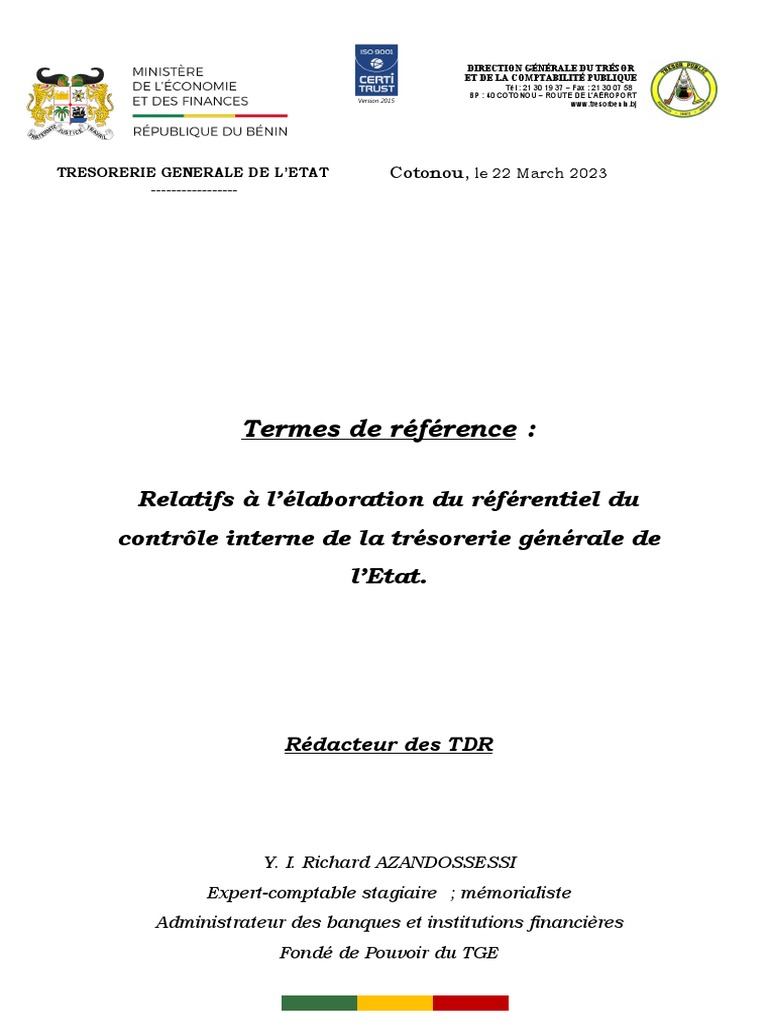 Référentiel de contrôle interne TGE | PDF