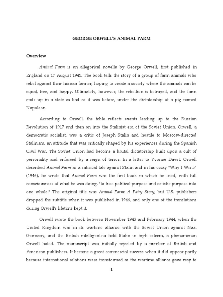 Animal Farm - Notes 1 | PDF | History