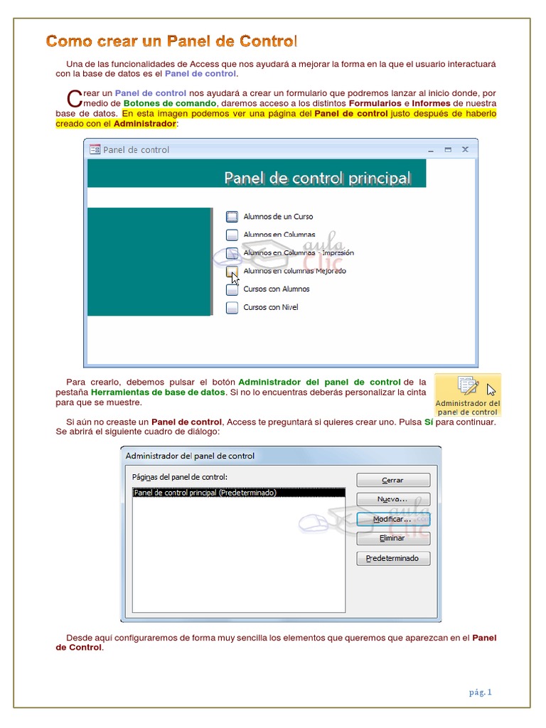 Como Crear Un Panel de Control de Access | PDF