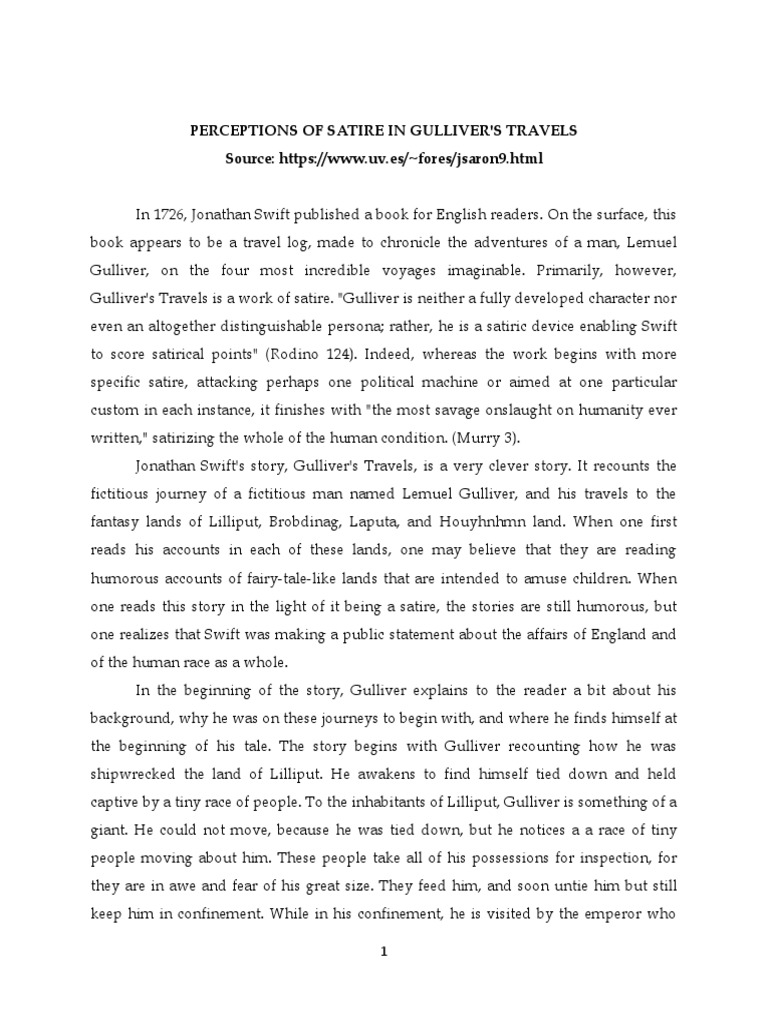 Satire in Gullivers Travels | PDF | Gulliver's Travels
