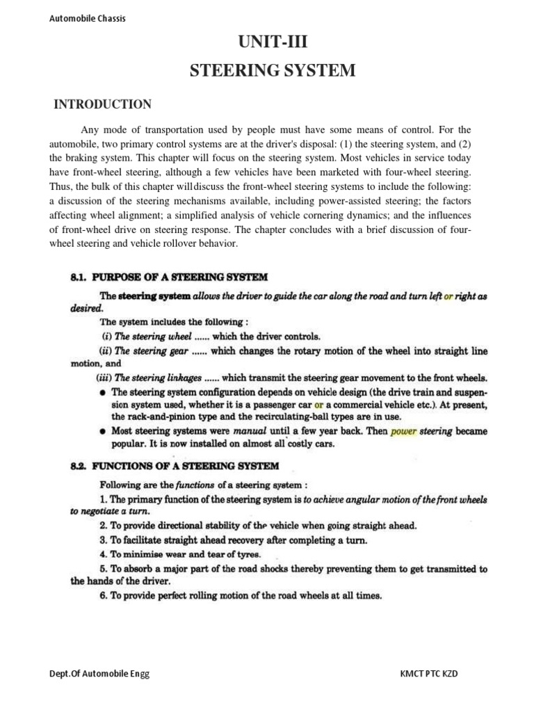 Chassis - Steering System | PDF | Steering | Gear