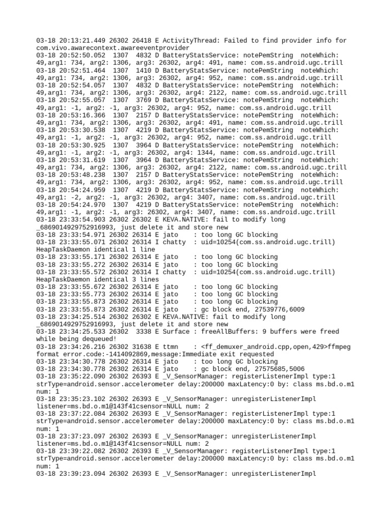 Analysis of Log Entries for Android Application com.ss.android.ugc.trill Identifying Frequent ...