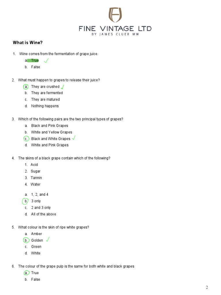 WSET Level 1 Self Study Questions | PDF | Fermentation In Winemaking | Wine WSET Level 1 Self Study Questions | PDF | Fermentation In Winemaking | Wine