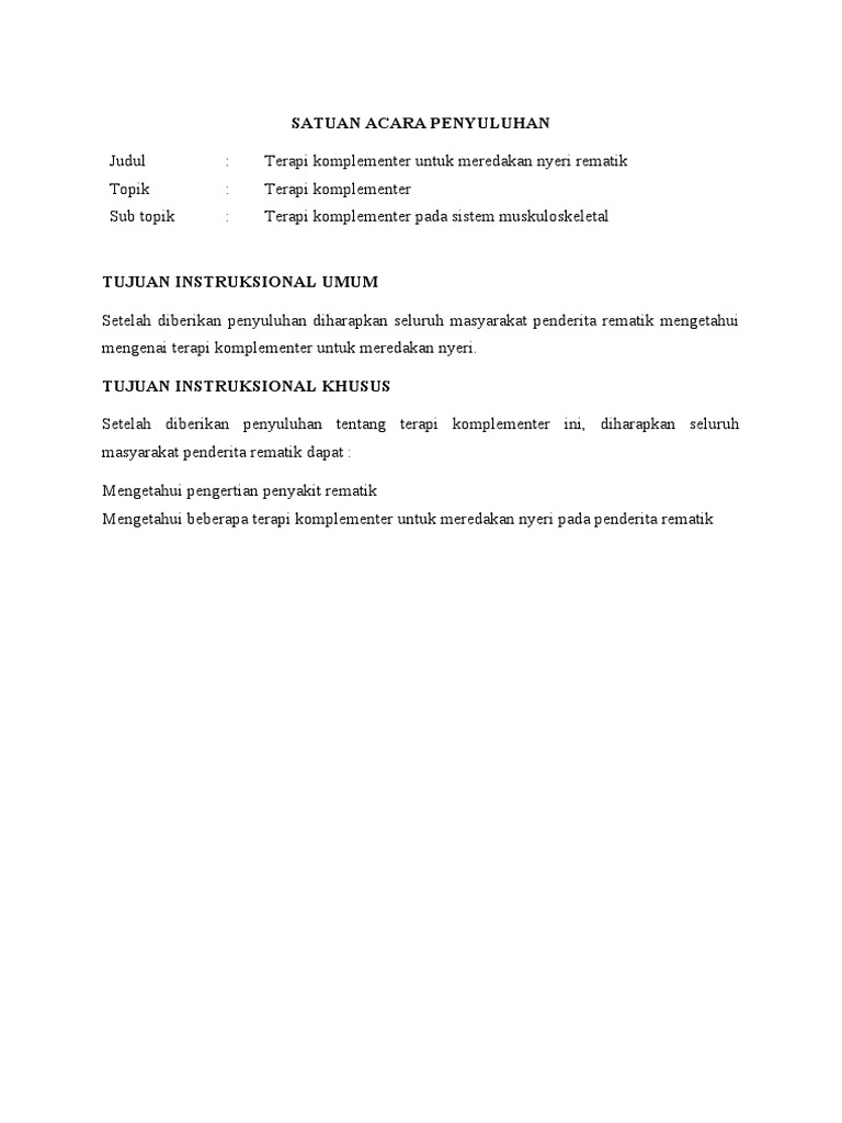 Judul, Topik, Sub Topik, Tiu& Tik SAP Paliatif | PDF