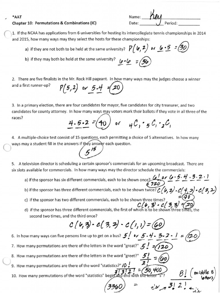 Permutations Combinations | PDF