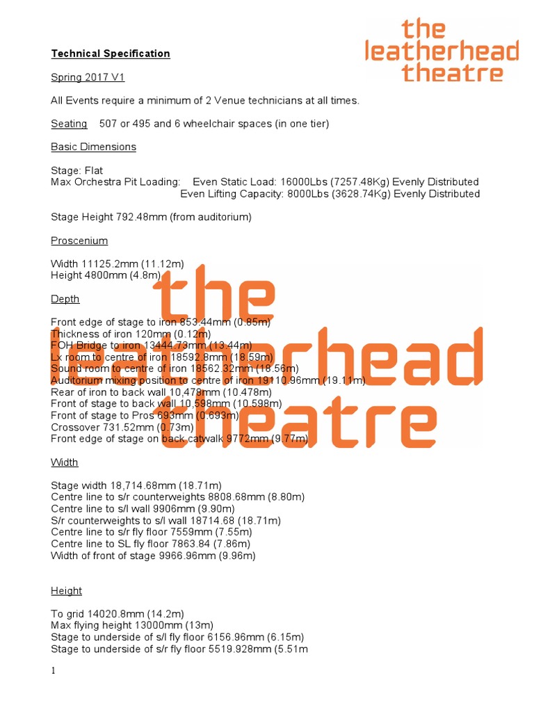 Leatherhead Theatre Tech Rider 2019 | PDF | Components | Manufactured Goods