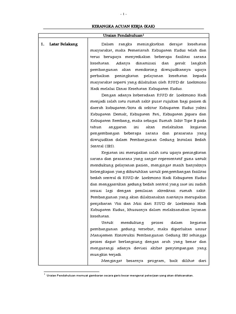 KAK RSUD Kudus | PDF