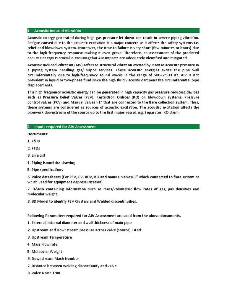 AIV Methodology | PDF | Valve | Sound