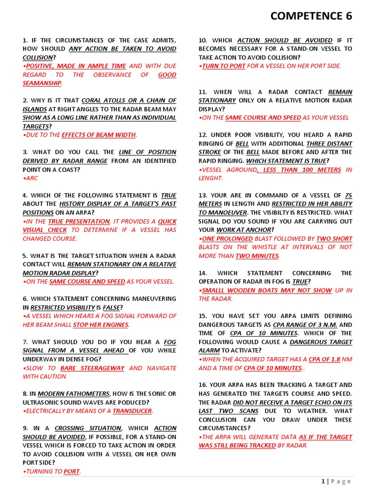 Competence 6 | PDF | Radar | Navigation