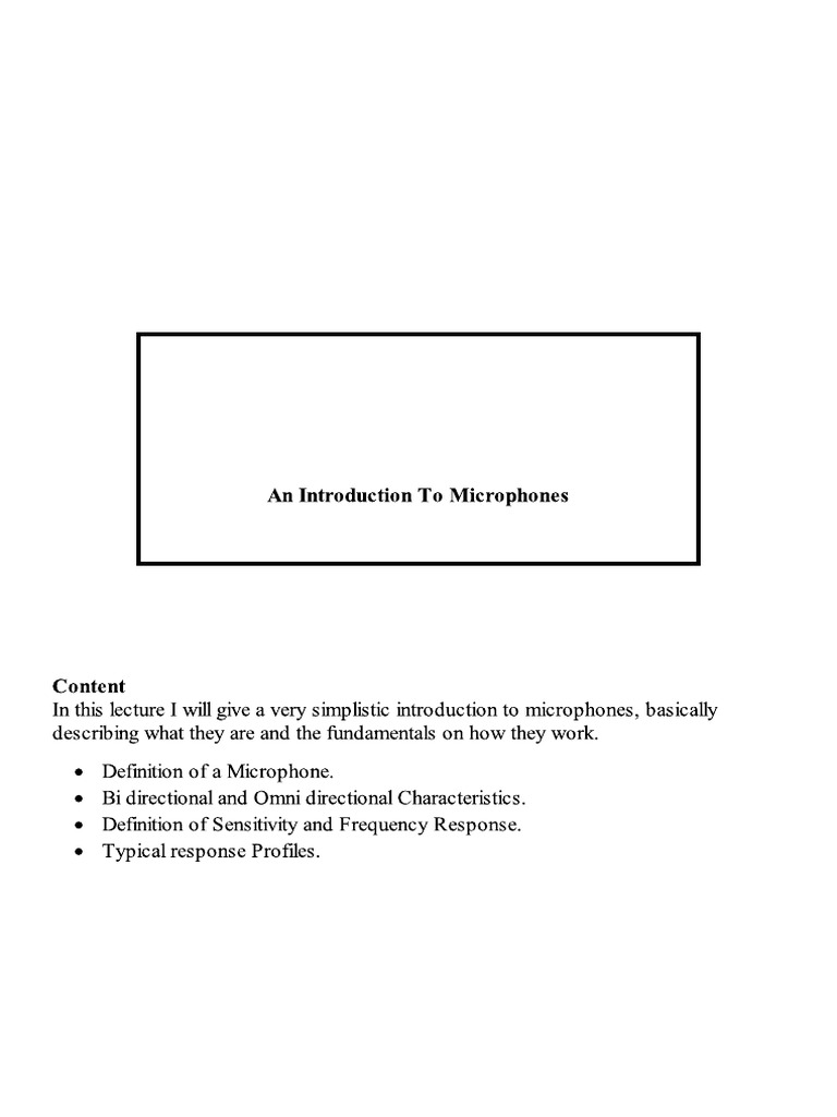 Further Materials-Microphones Basic Microphone Operation | PDF