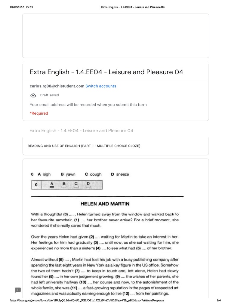 Extra English - 1.4.EE04 - Leisure and Pleasure 04 | PDF