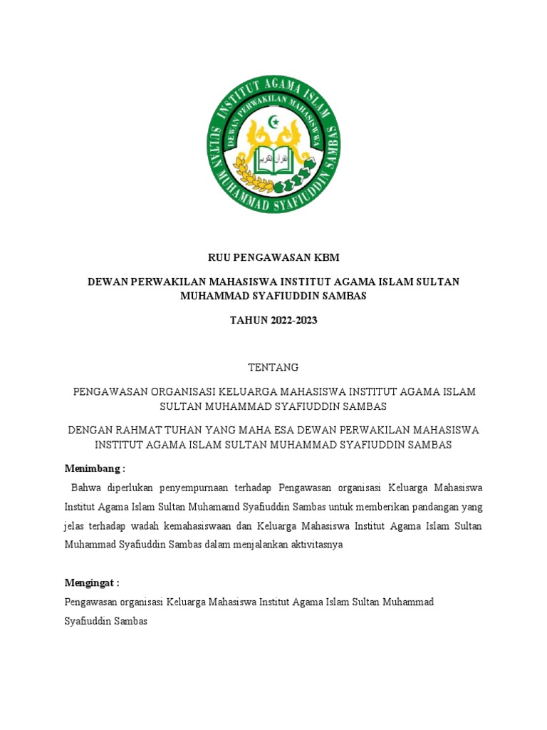 Ruu Pengawasan KBM Iais | PDF