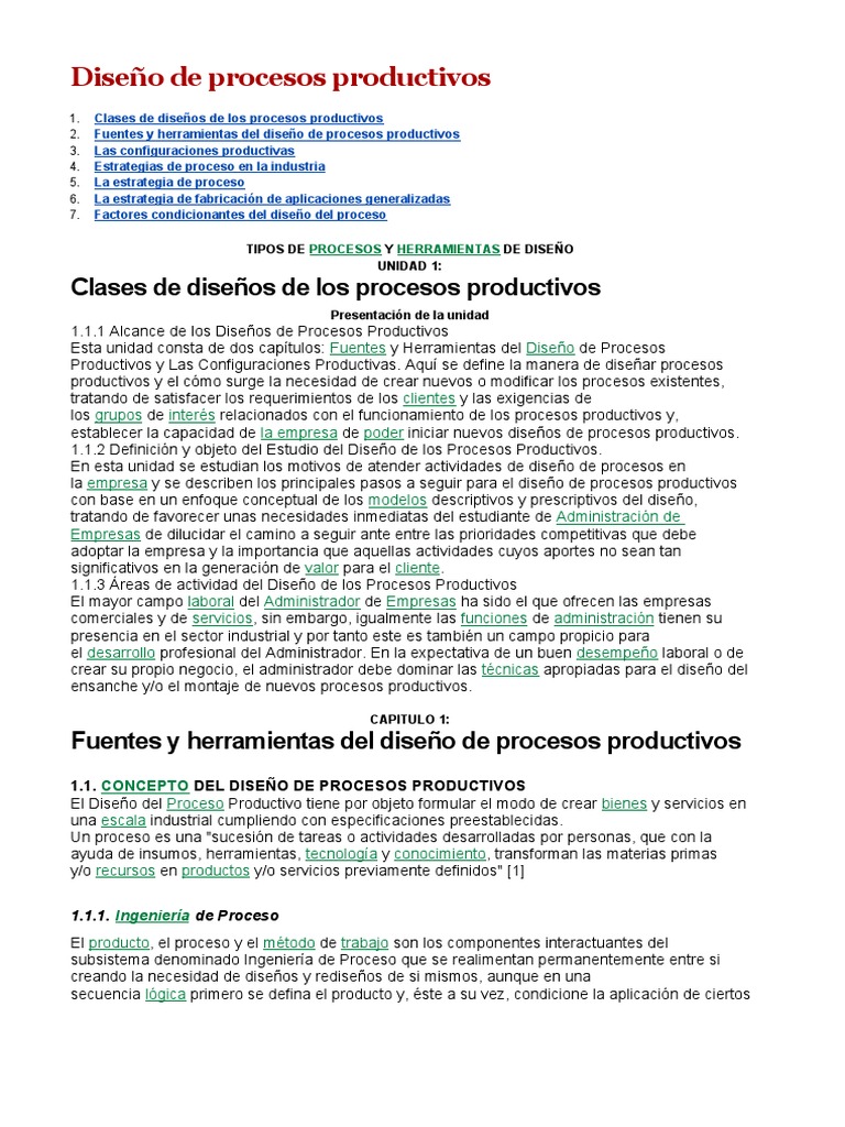 Diseño de Procesos Productivos: Clases y Estrategias | PDF | Tecnología
