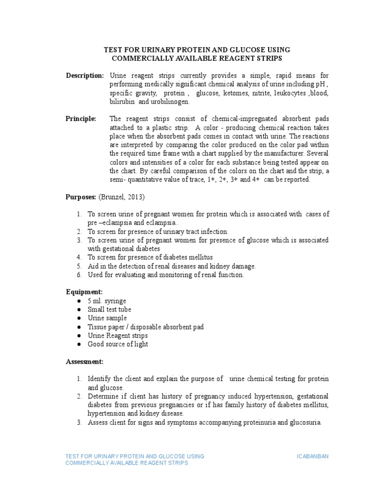 ICabanban-TEST FOR URINARY PROTEIN AND GLUCOSE USING | PDF | Public ...