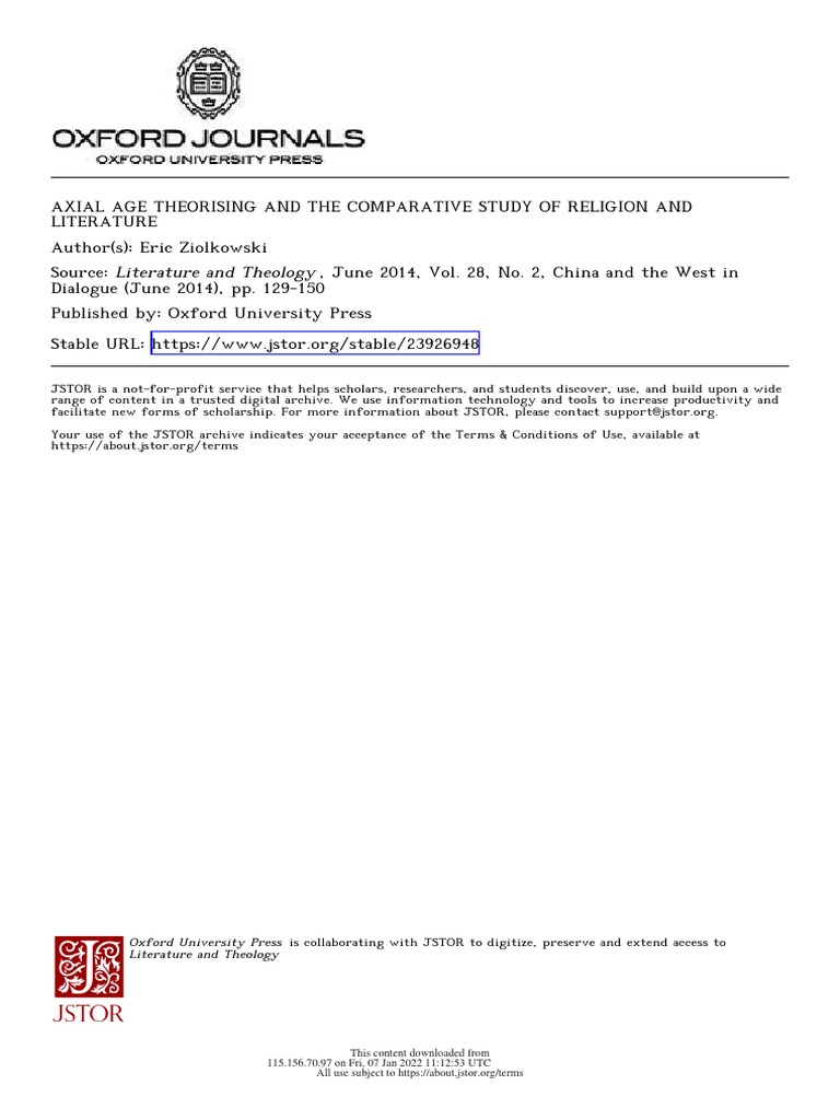 Axial Age Theorising and The Comparative Study of Religion and | PDF