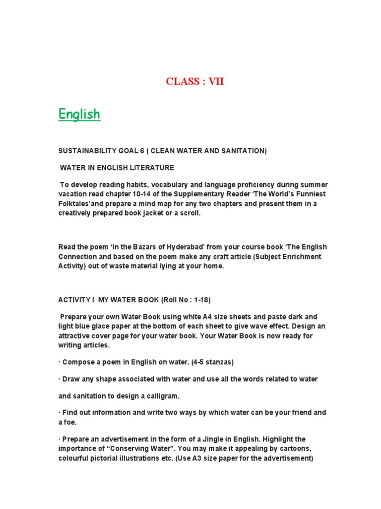 Microsoft Word - Class 7 - Summer Holiday HW PDF | PDF | Books | Electronic Waste