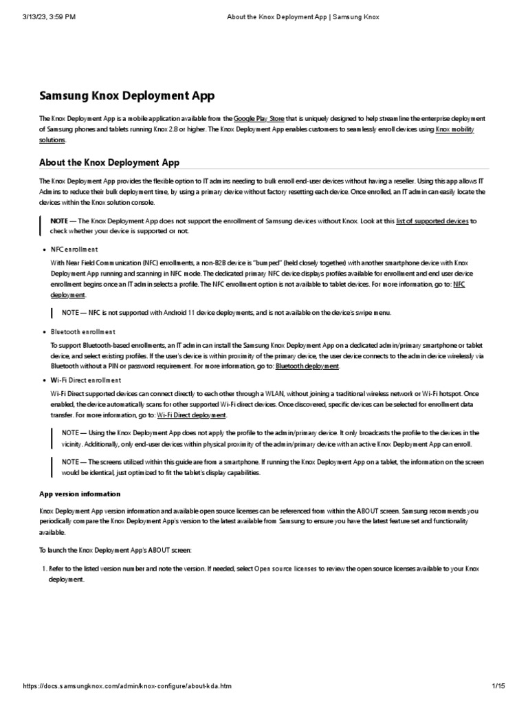Samsung Knox Deployment App Overview | PDF | Wi Fi | Bluetooth