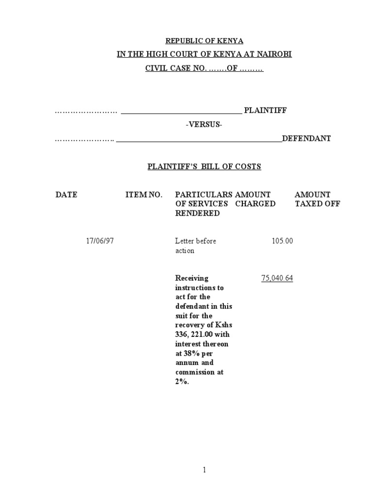 Litigation - Bill of Costs | PDF | Lawsuit | Justice