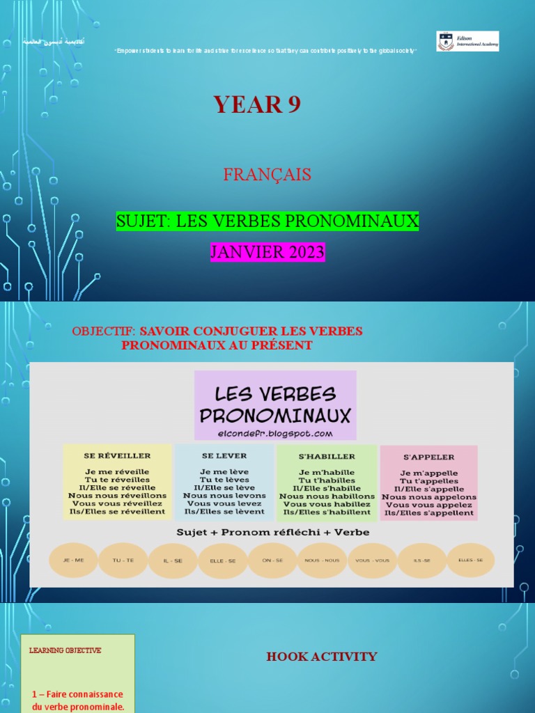 Les Verbes Pronominaux - Grade 9 | PDF
