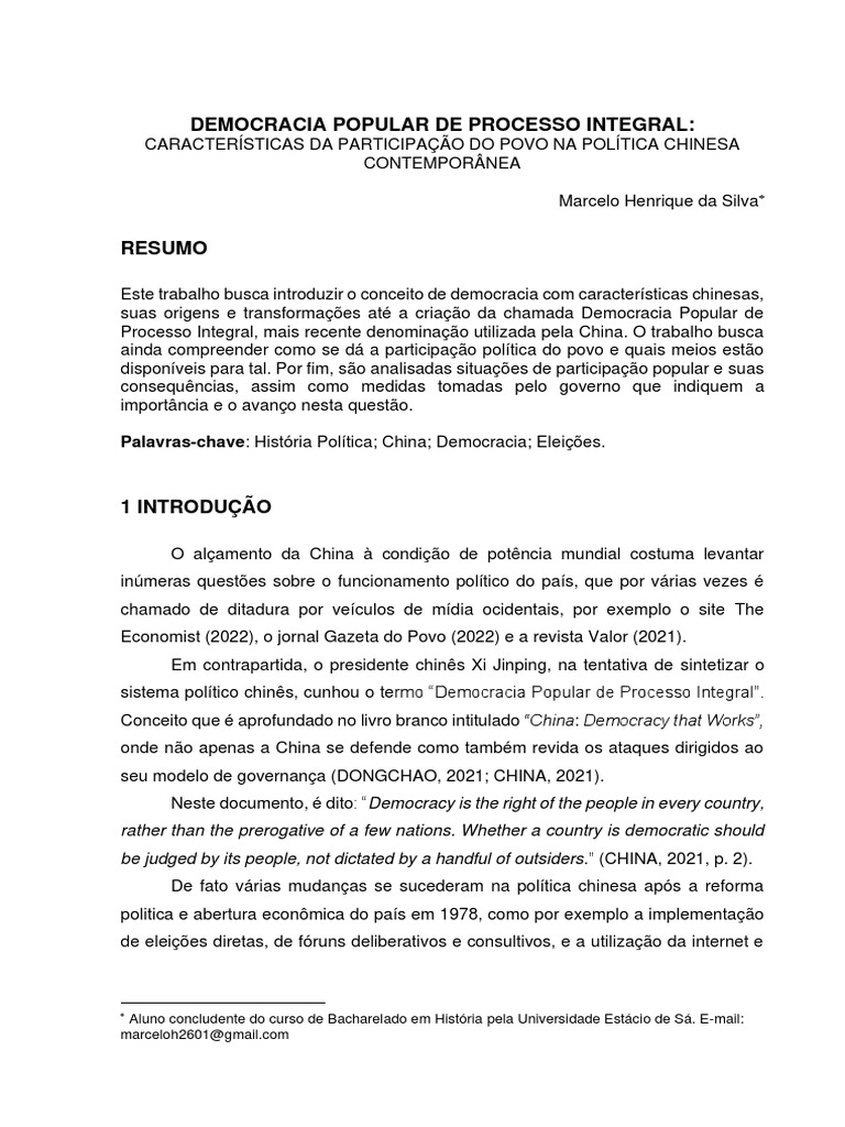 Democracia Popular de Processo Integral | PDF | China | Política mundial