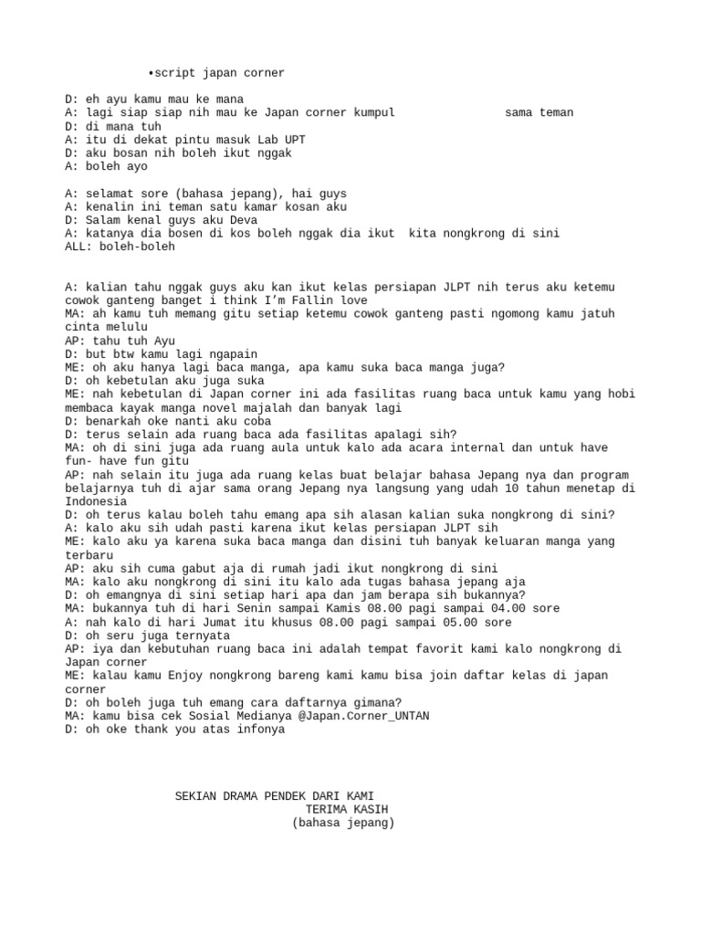 Script Japan Corner | PDF