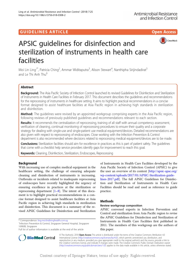 APSIC Guidelines For Disinfection and Sterilizatio | PDF ...