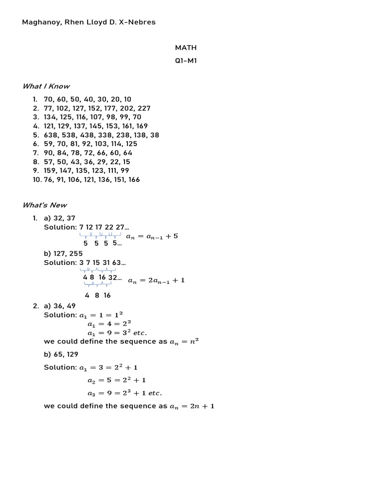 Math Q1 M1 PDF | PDF | Mathematics | Mathematical Concepts