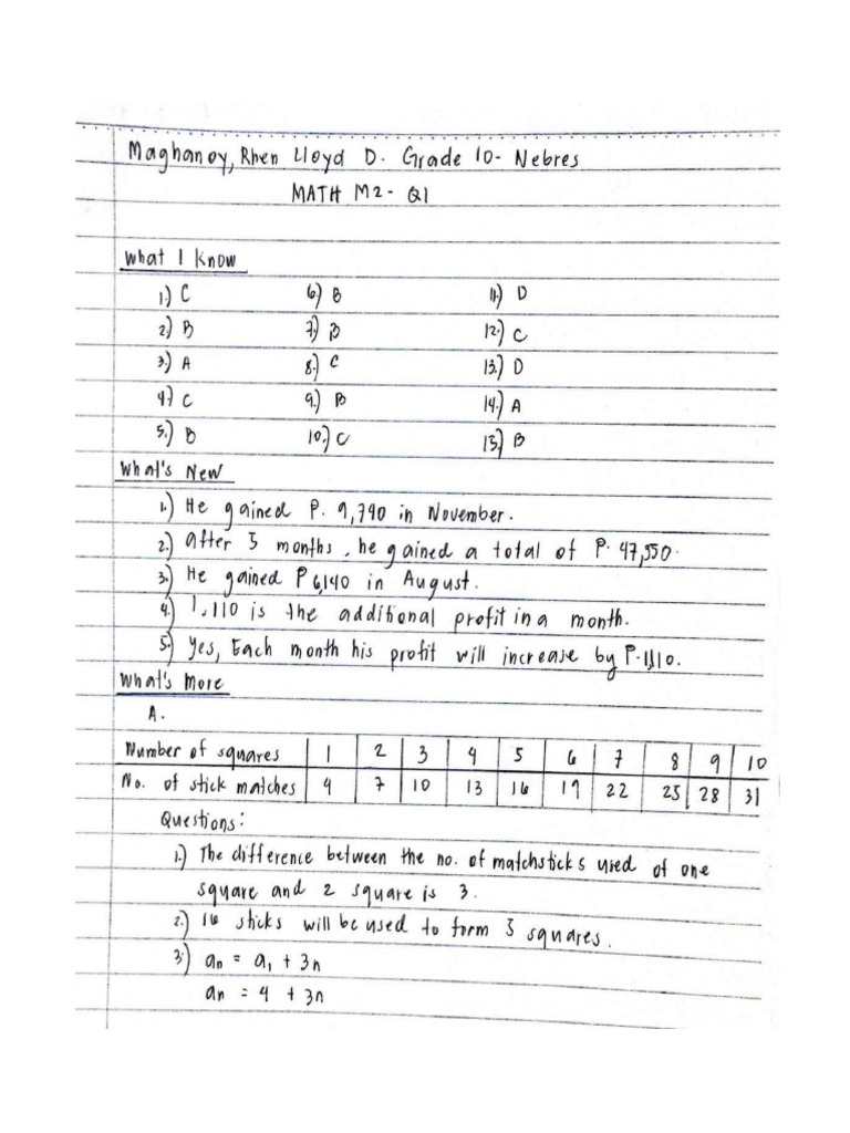 Math M2 Q1 | PDF