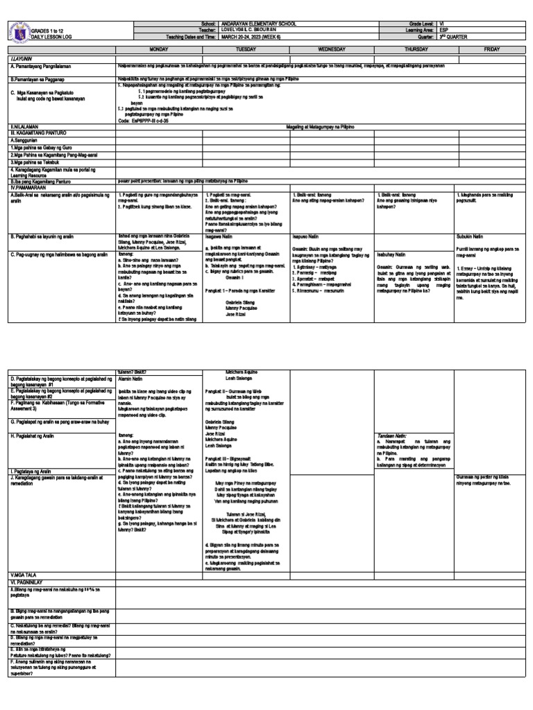 DLL - Esp 6 - Q3 - W6 | PDF