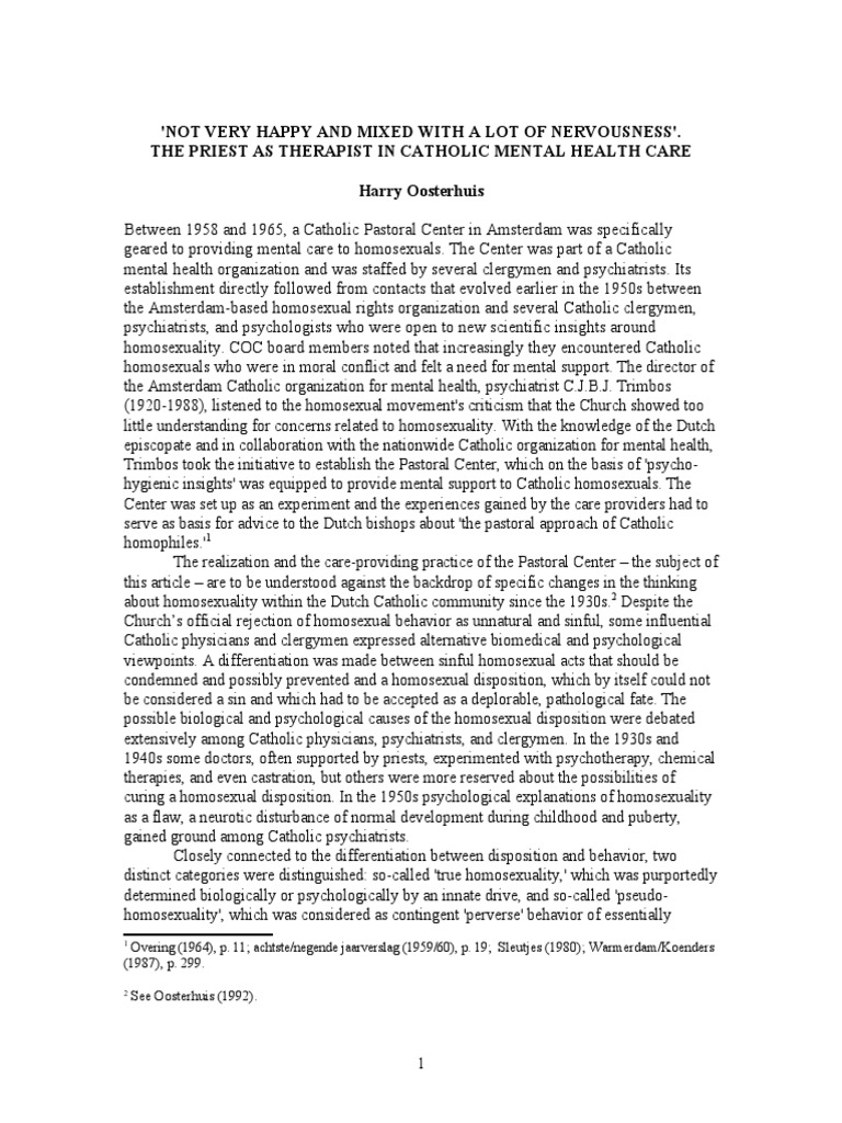 Oosterhuis 2011 Priest As Therapist Transmission Health Practices | PDF ...