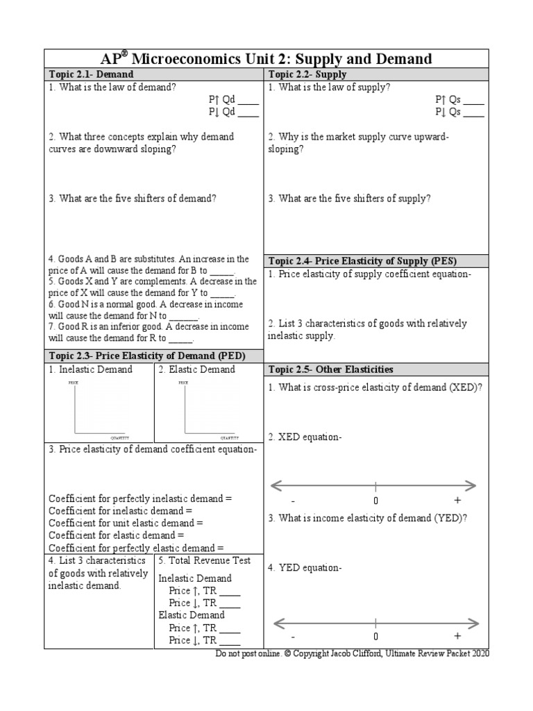 Unit2 Study Guide | PDF | Demand | Elasticity (Economics)