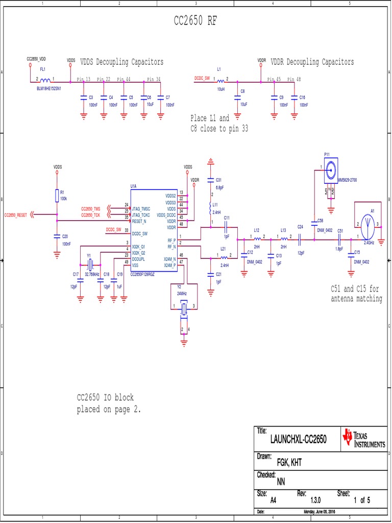 LAUNCHXL-CC2650 1 3 0 Schematics | PDF | Electrical Engineering | Computer Engineering