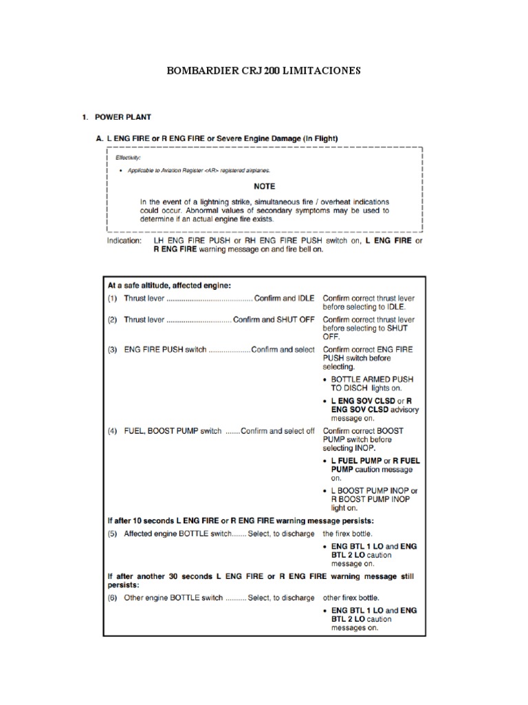 CRJ 200 Memory Items PDF | PDF