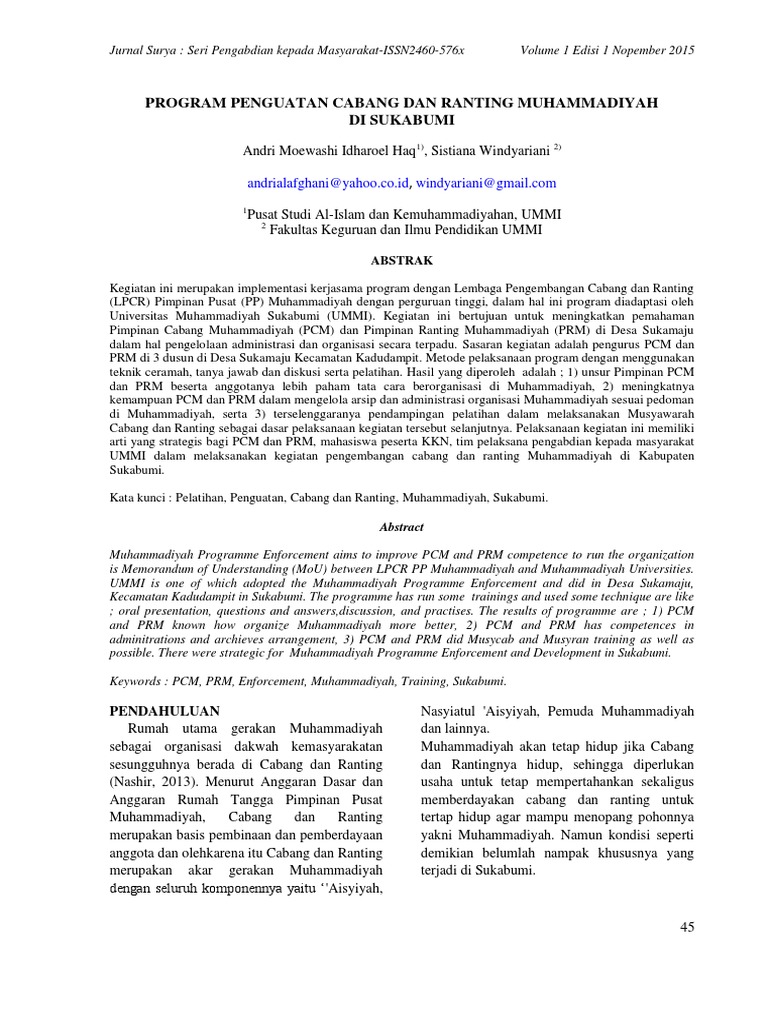 Program Penguatan Cabang Dan Ranting Muhammadiyah Di Sukabumi | PDF