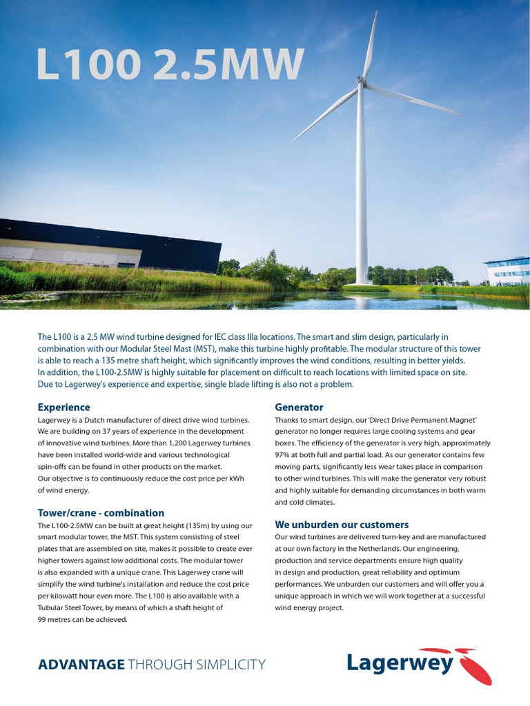 7492 LW Leaflet L100 ENG Web | PDF | Wind Turbine | Turbine