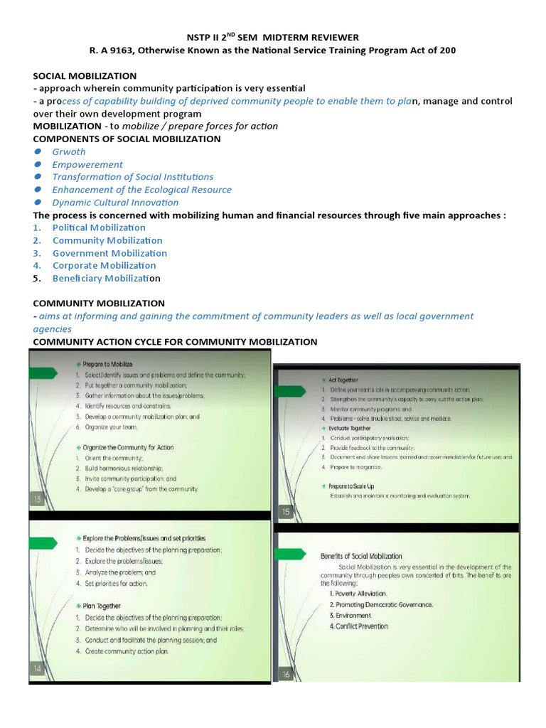 NSTP Ii 2ND Sem Midterm Reviewer | PDF | Community | Poverty