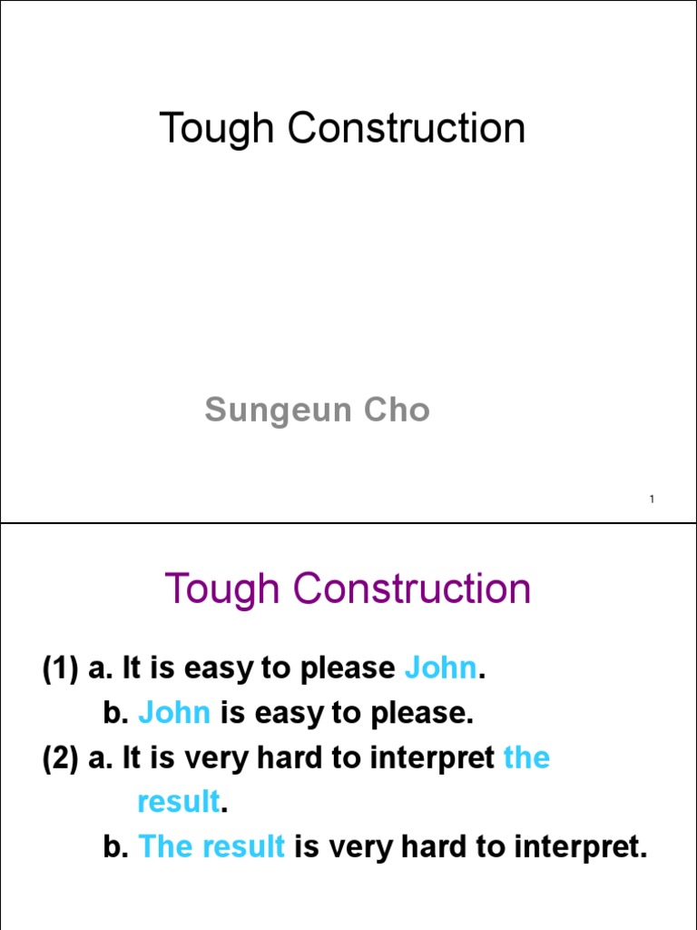 Tough Movement in Syntax | PDF | Syntactic Relationships | Human Communication