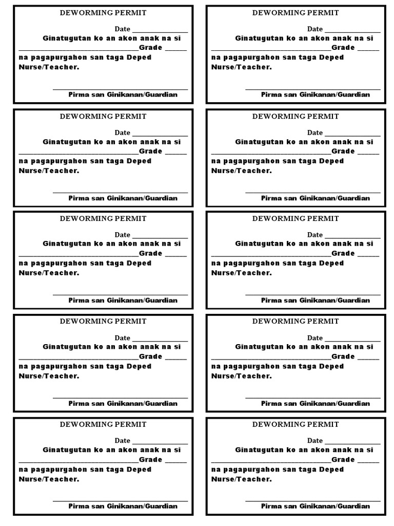 Deworming Permit | PDF